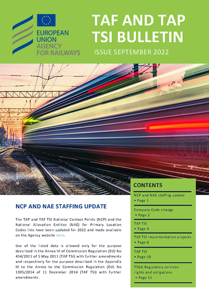 TAF and TAP TSI Bulletin September 2022 │ European Union Agency for ...