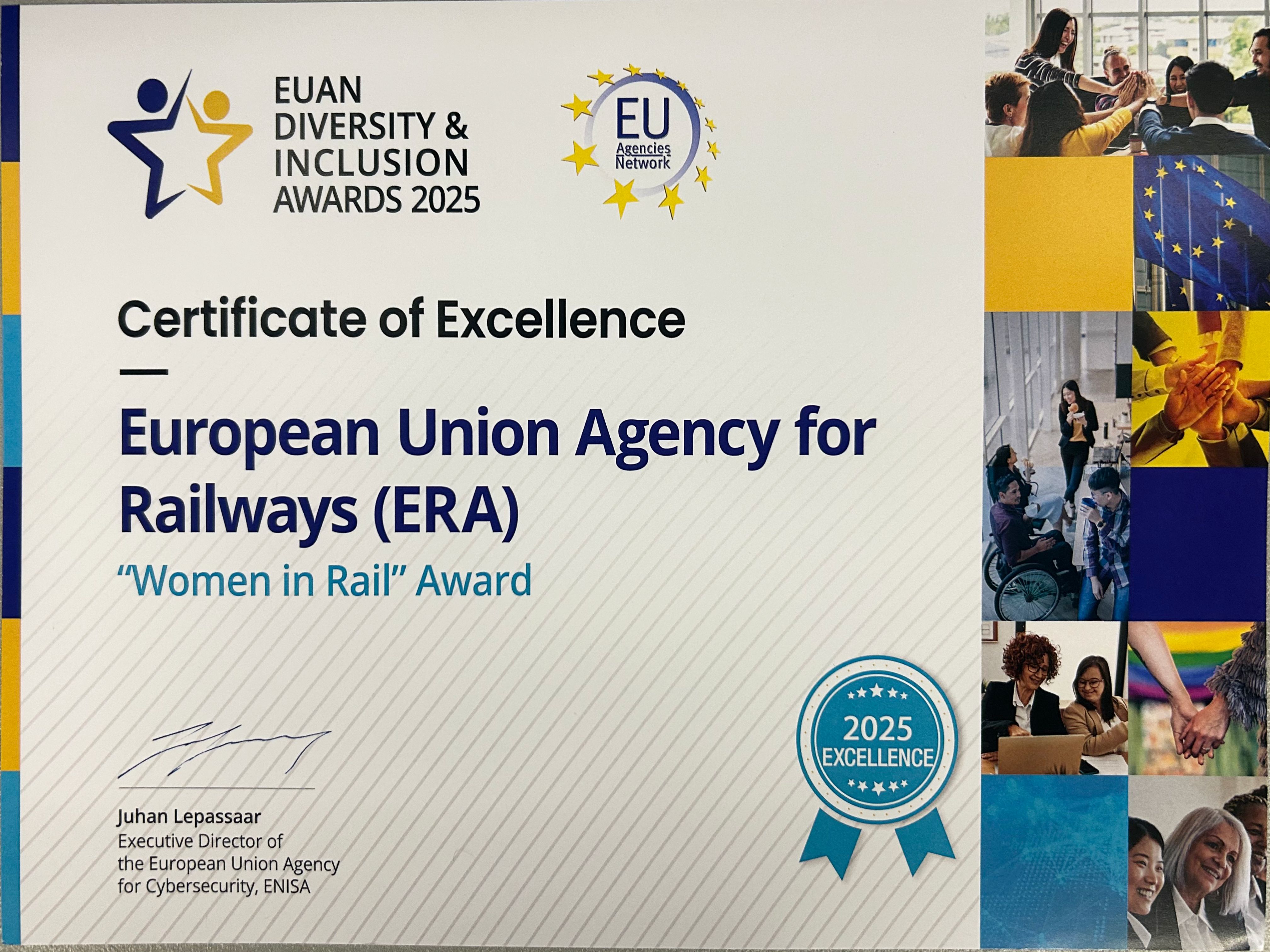 ERA receives a Certificate of Excellence at the EUAN Diversity and ...
