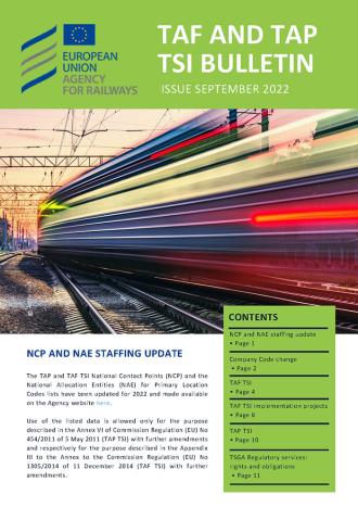 TAF and TAP TSI Bulletin September 2022 | European Union Agency for ...