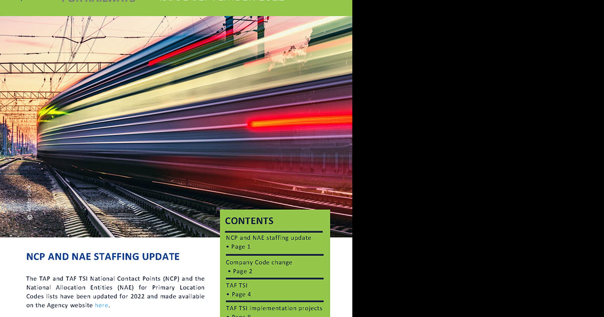 TAF and TAP TSI Bulletin September 2022 | European Union Agency for ...